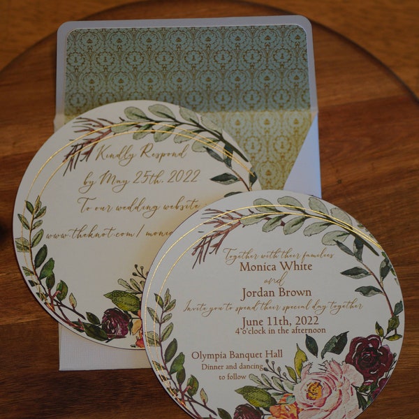 Round Wedding Invitations - Etsy
