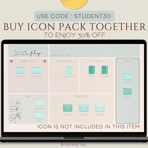 Neutral Blue Desktop Wallpaper Organizer Student Setdesktop | Etsy