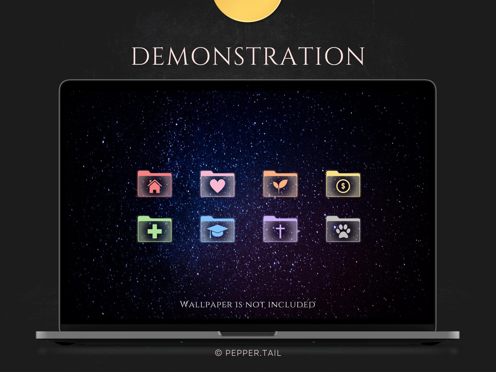 Mac Folder Icons for Dark Mode｜glowing Aura Desktop Icons｜desktop ...