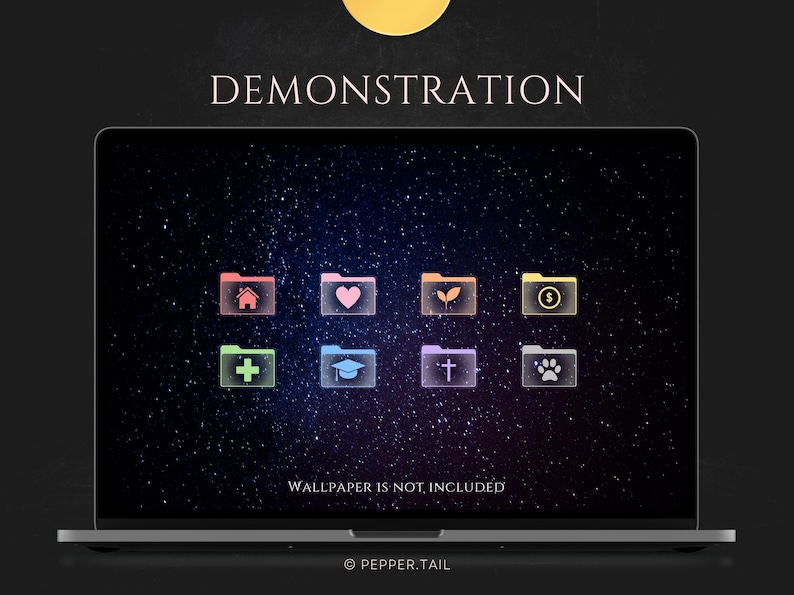 Mac Folder Icons for Dark Mode｜glowing Aura Desktop Icons｜desktop ...