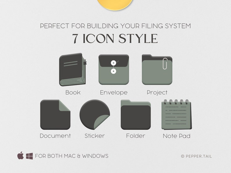 Neutral Modern Green Mac Folder Icons Pack in Boho Natural - Etsy