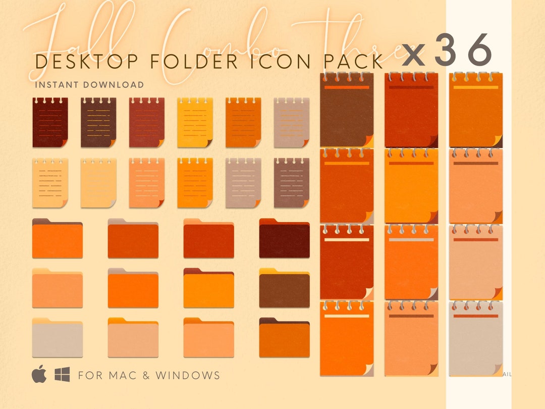 Fall Desktop Icons Combo 03｜fall Desktop Folders｜file Folder Icons ...