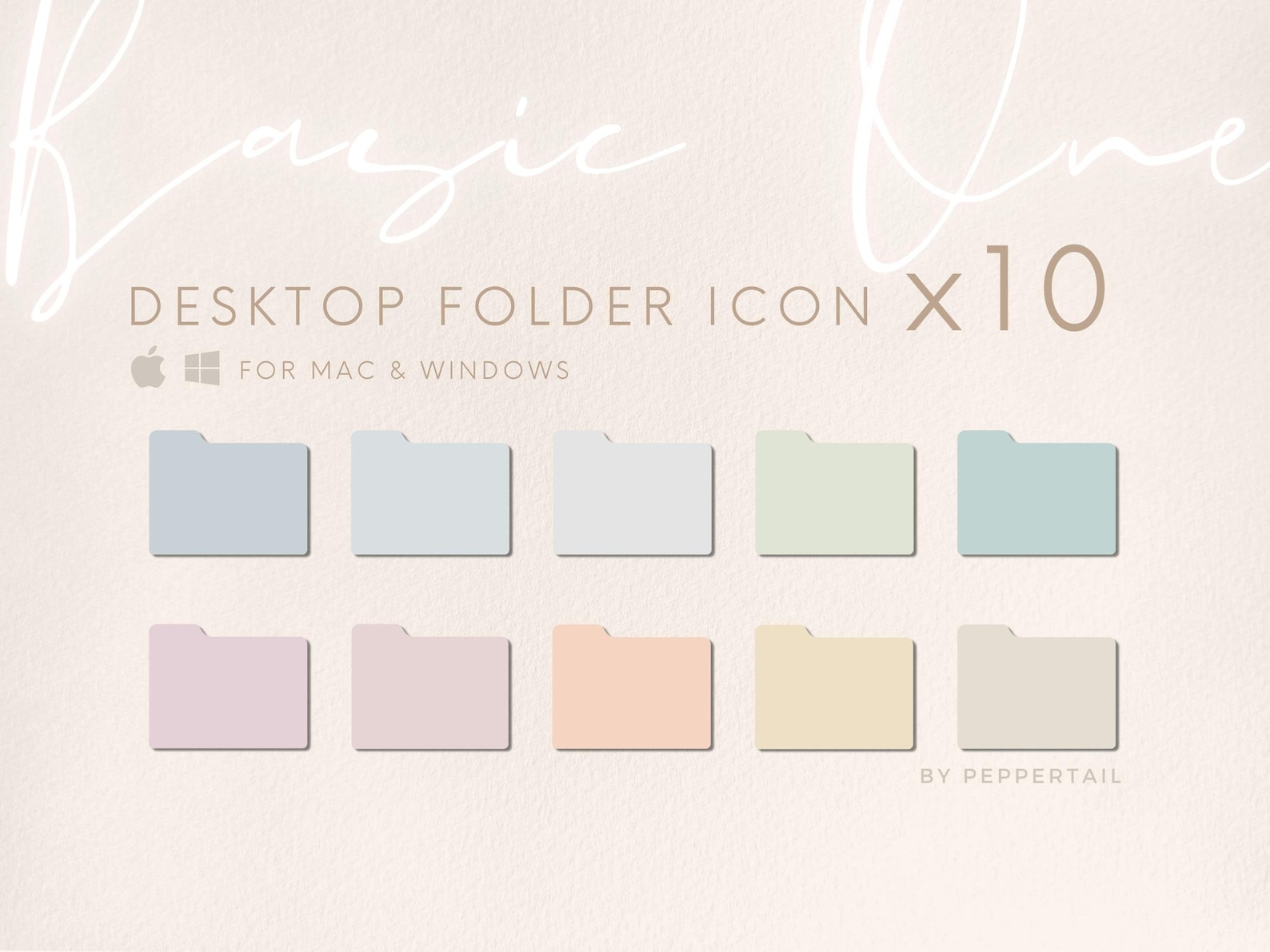 Neutral File Folder Iconsminimal Desktop Document | Etsy