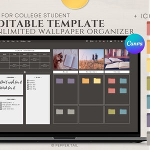 EDITABLE College Student Desktop Wallpaper Organizer Canva Template ...