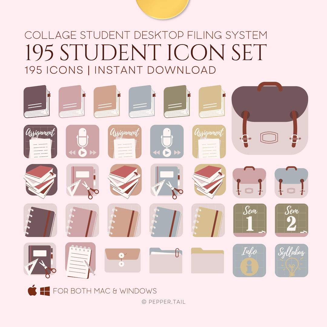 Neutral Color College Student Desktop Folder Icon｜student Desktop Icons ...