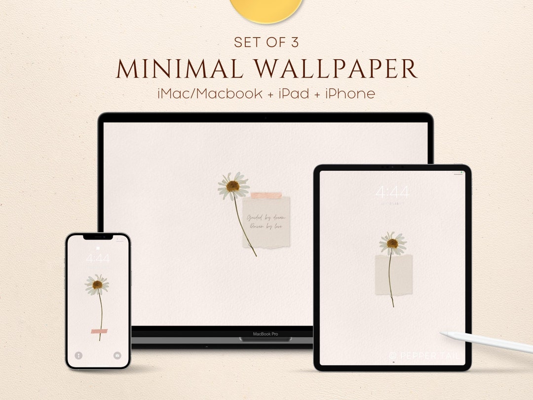 Daisy Desktop Wallpaper｜minimal MacBook Wallpaper With Ipad｜botanical ...