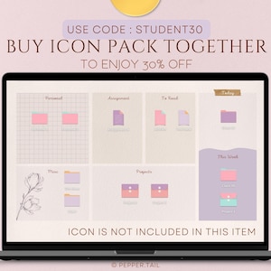 SET OF 3 Purple Desktop Wallpaper Organizer Studentdesktop | Etsy