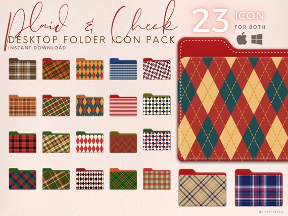 Desktop Icons in Plaid Pattern for Mac & Windowsdesktop | Etsy