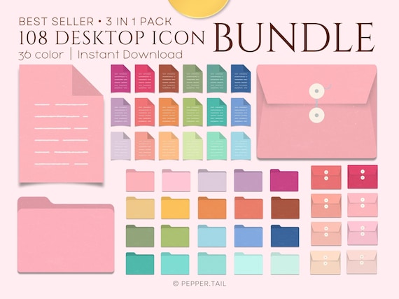 Desktop Icons for Mac and Windows BUNDLE Desktop Document - Etsy