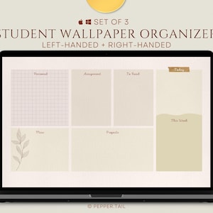 SET OF 3 Sage Green Desktop Wallpaper Organizer Student｜desktop ...