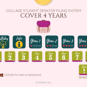 Student Desktop Folder Icon Packcollege Student Desktop - Etsy