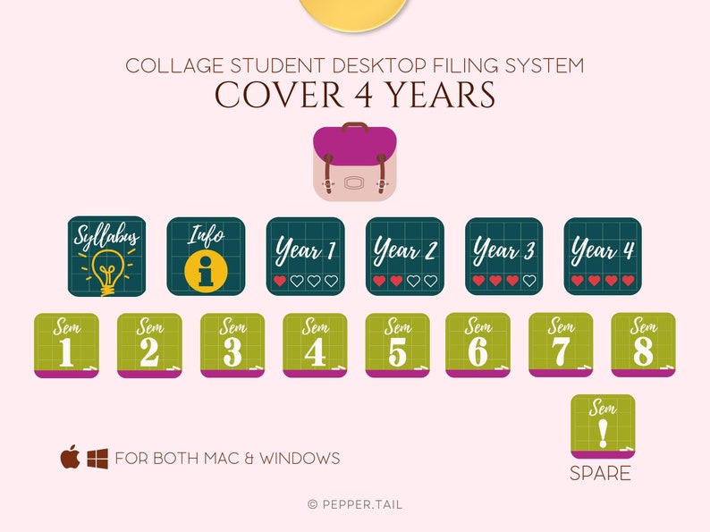 Student Desktop Folder Icon Packcollege Student Desktop - Etsy Australia