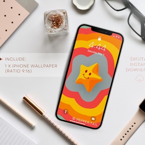 Radiating Star Digital Wallpaper Set of 4｜retro iPhone Wallpaper ...