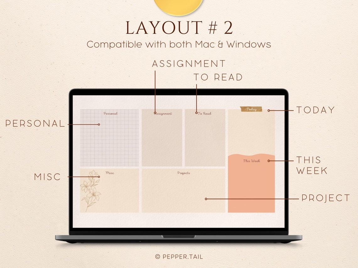 Desktop Wallpaper Organizer Student SET OF 3desktop | Etsy