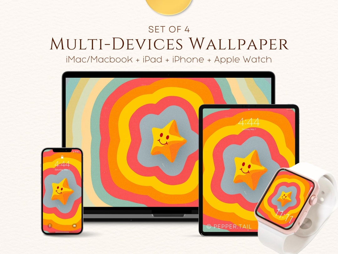 Radiating Star Digital Wallpaper Set of 4｜retro iPhone Wallpaper ...