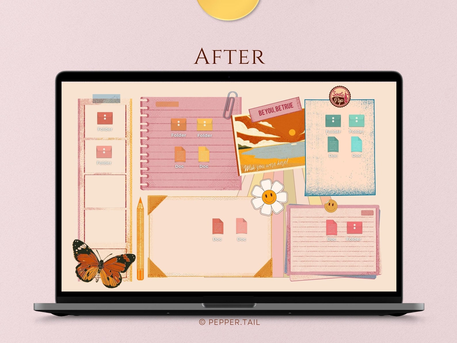 Retro Pink Desktop Organizer Wallpaperlaptop - Etsy