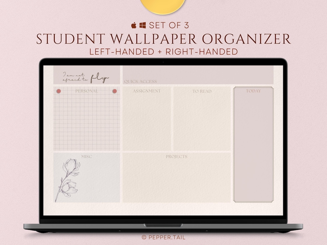 SET OF 3 Purple Desktop Wallpaper Organizer Student｜desktop Wallpaper ...