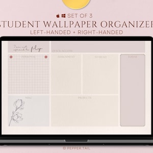 SET OF 3 Purple Desktop Wallpaper Organizer Student｜desktop Wallpaper ...