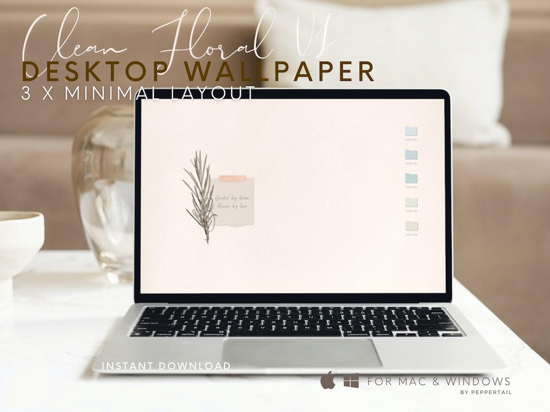 Minimal Desktop Wallpaper｜neutral Laptop Wallpaper｜floral MacBook ...