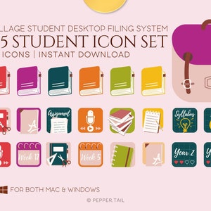 Student Desktop Folder Icon Packcollege Student Desktop - Etsy
