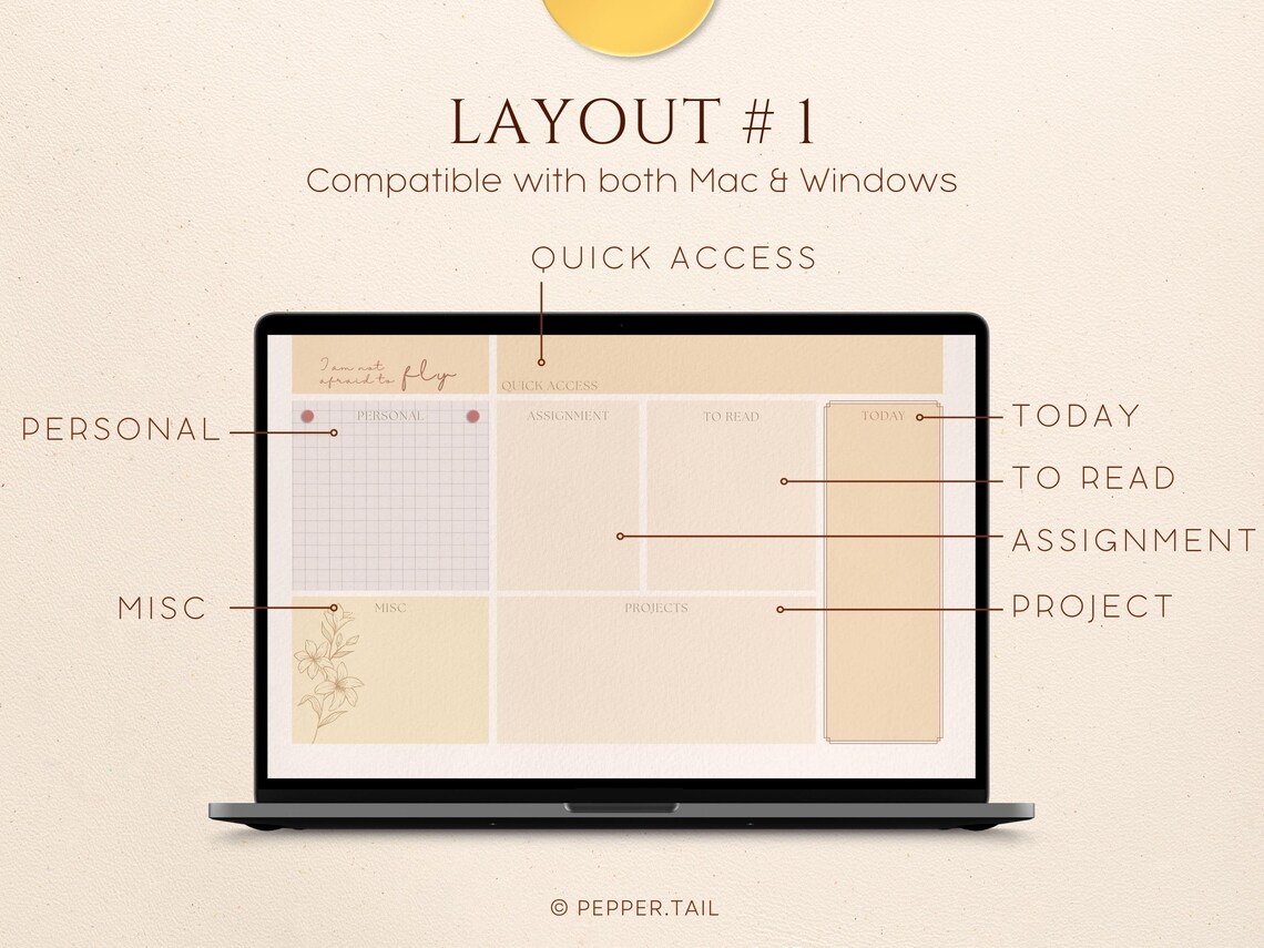 Desktop Wallpaper Organizer Student SET OF 3desktop | Etsy