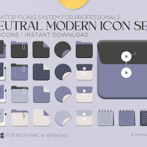 Lavender Blue Desktop Folder Icons Set｜neutral Modern MacBook Theme ...