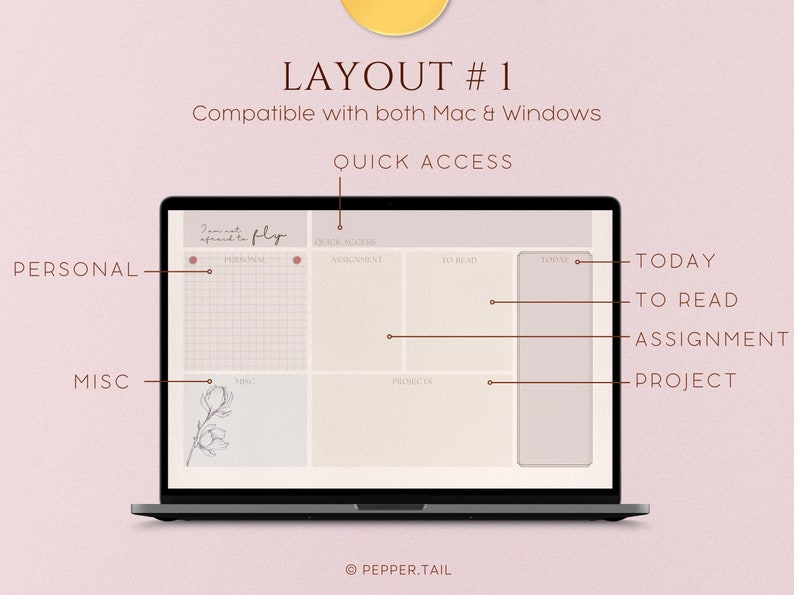 SET OF 3 Purple Desktop Wallpaper Organizer Studentdesktop | Etsy