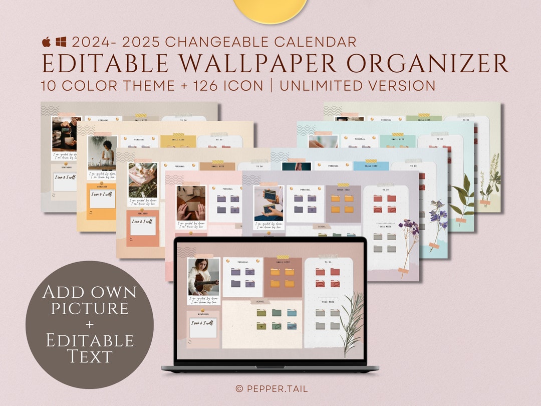 EDITABLE 2024-2025 Desktop Organizer Wallpaperthe Dreamerdesktop ...