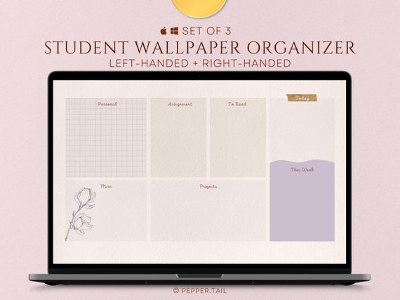 SET OF 3 Purple Desktop Wallpaper Organizer Studentdesktop - Etsy