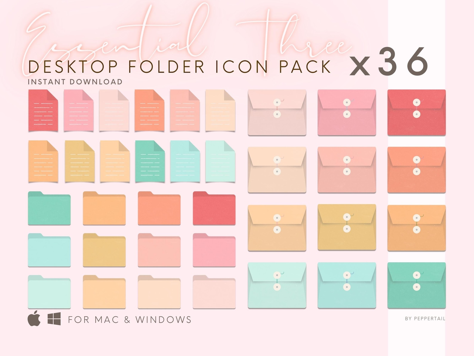 Colorful Mac Folder Iconsdesktop Document Iconsdesktop - Etsy