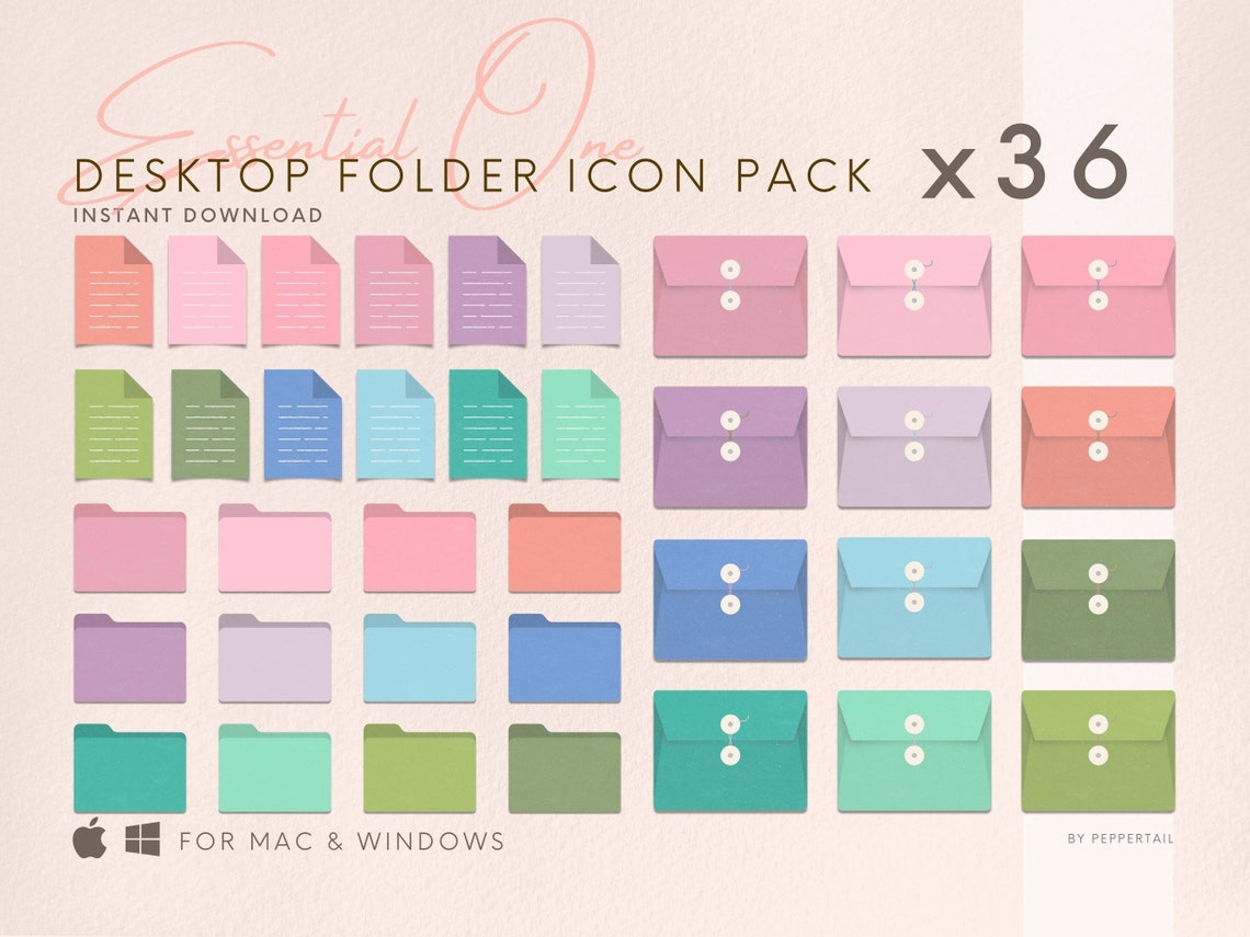 Pastel Mac Folder Iconsdesktop Document Iconsdesktop Icons - Etsy
