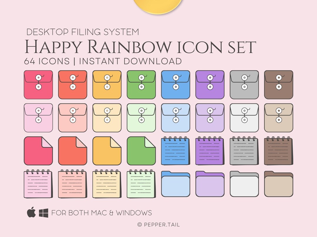 Cute Desktop Icons for Mac + Windows｜aesthetic Desktop Folder Icons in ...
