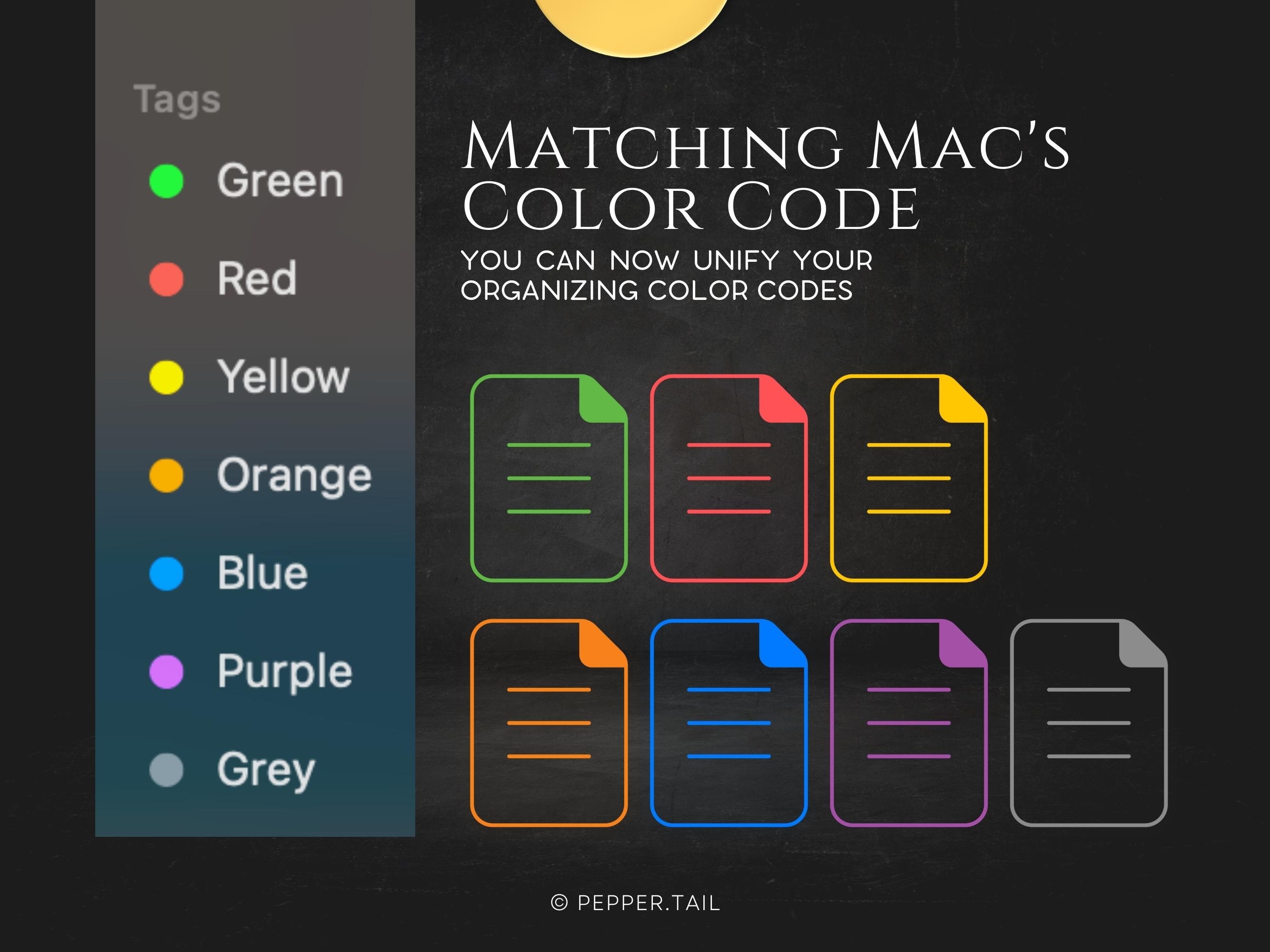 Dark Mode Mac Folder Icons, Rainbow Desktop Organizer (360, PNG ...