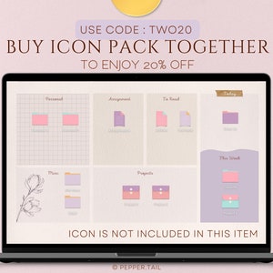 SET OF 3 Purple Desktop Wallpaper Organizer Student｜desktop Wallpaper ...