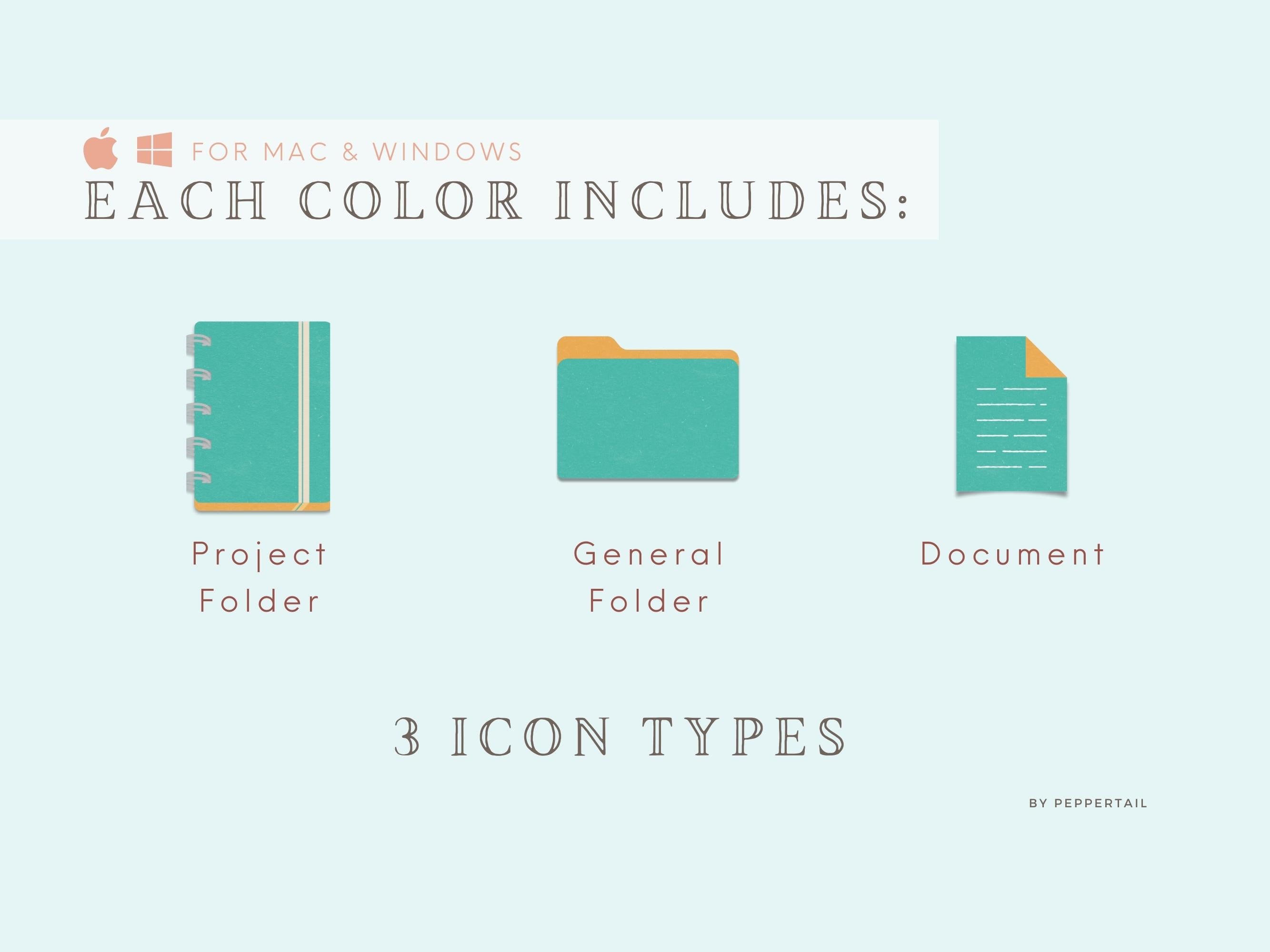 Rainbow Desktop Folder Icons | Mac & Windows (digital Download) - Etsy