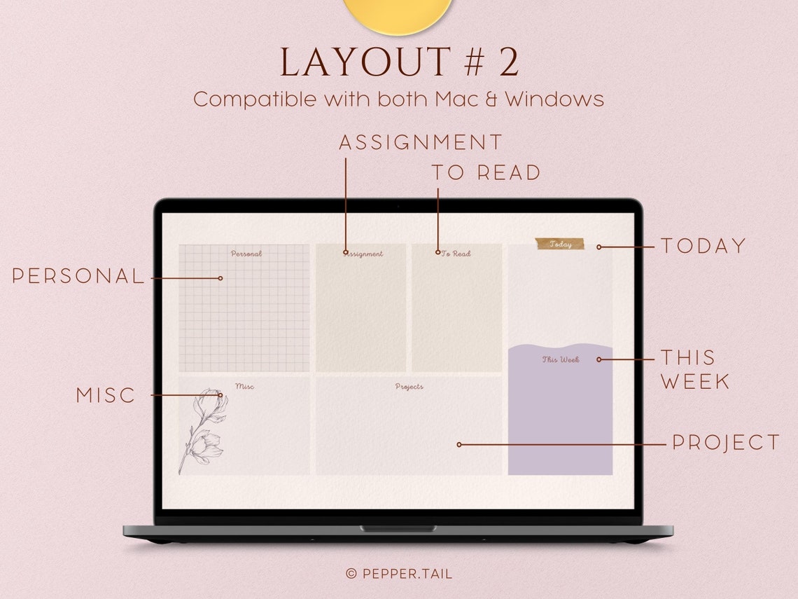 SET OF 3 Purple Desktop Wallpaper Organizer Studentdesktop | Etsy