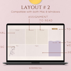 SET OF 3 Purple Desktop Wallpaper Organizer Student｜desktop Wallpaper ...