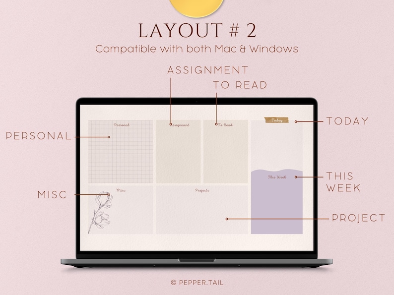 SET OF 3 Purple Desktop Wallpaper Organizer Studentdesktop - Etsy