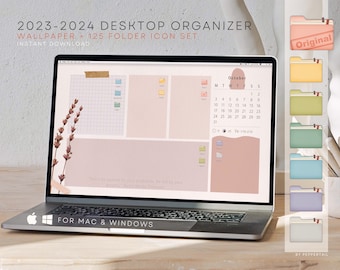 Desktop Organizer Wallpaper Calendar 2023 Colourful Minimal - Etsy