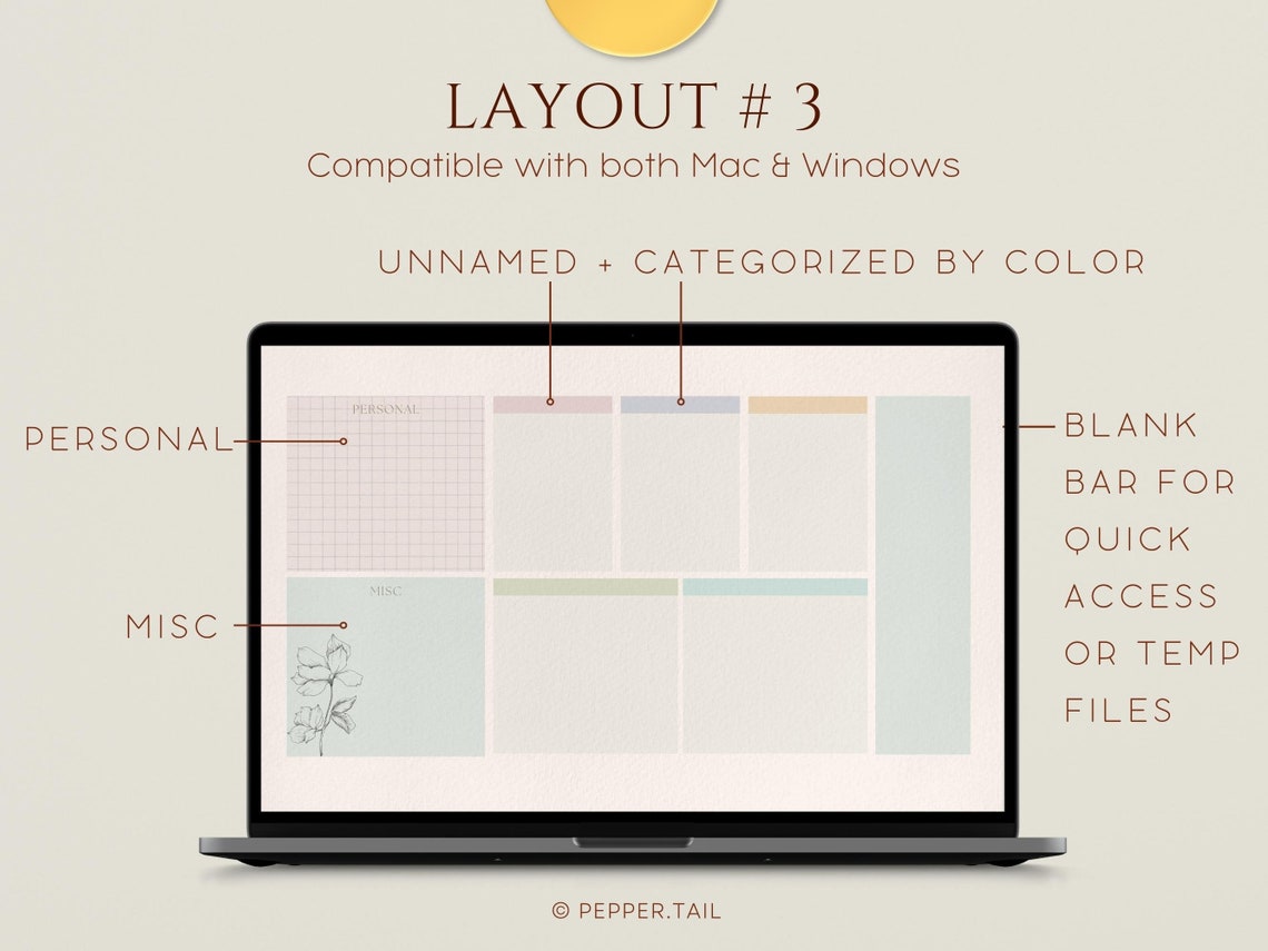 Neutral Blue Desktop Wallpaper Organizer Student Setdesktop | Etsy