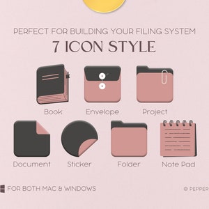 Neutral Modern Pink Desktop Icons｜desktop Theme With Blush Red Desktop ...