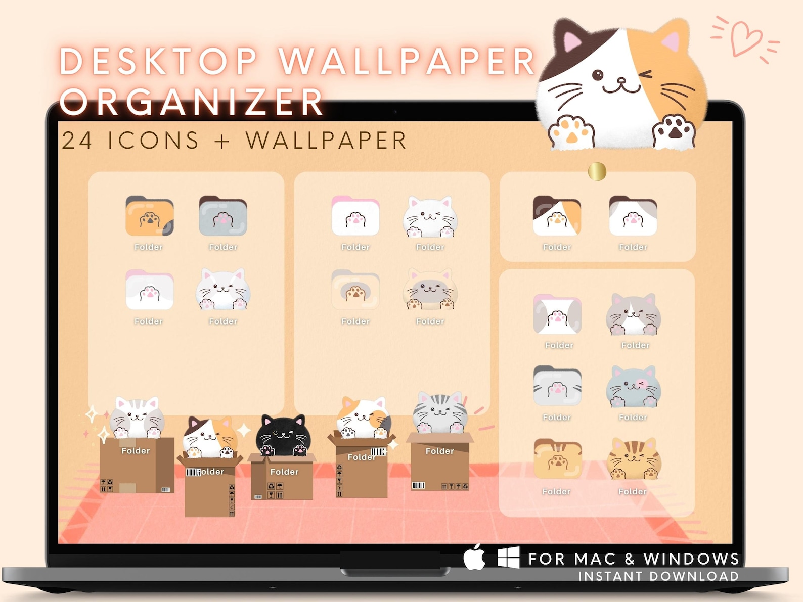 Desktop Organizer Wallpaper｜desktop Icons｜folder Icons｜desktop ...