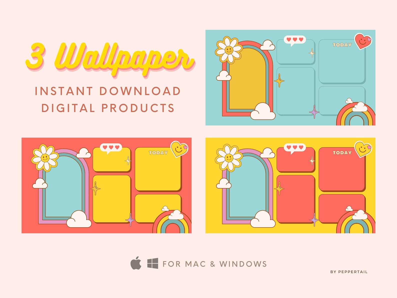 Hippie Desktop Organizer Wallpaper With Mac Folder Icons (digital ...
