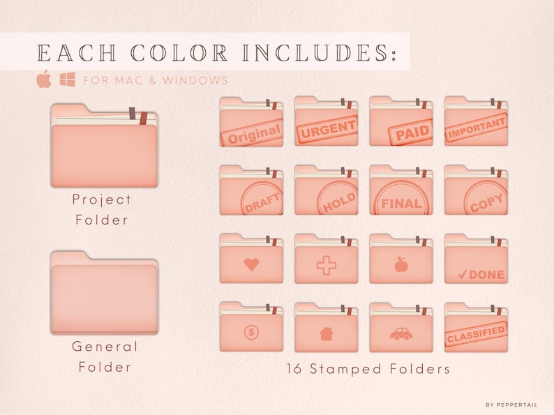 Desktop Folder Icon Pack for MacBook and Imac BUNDLE | Desktop Icons ...