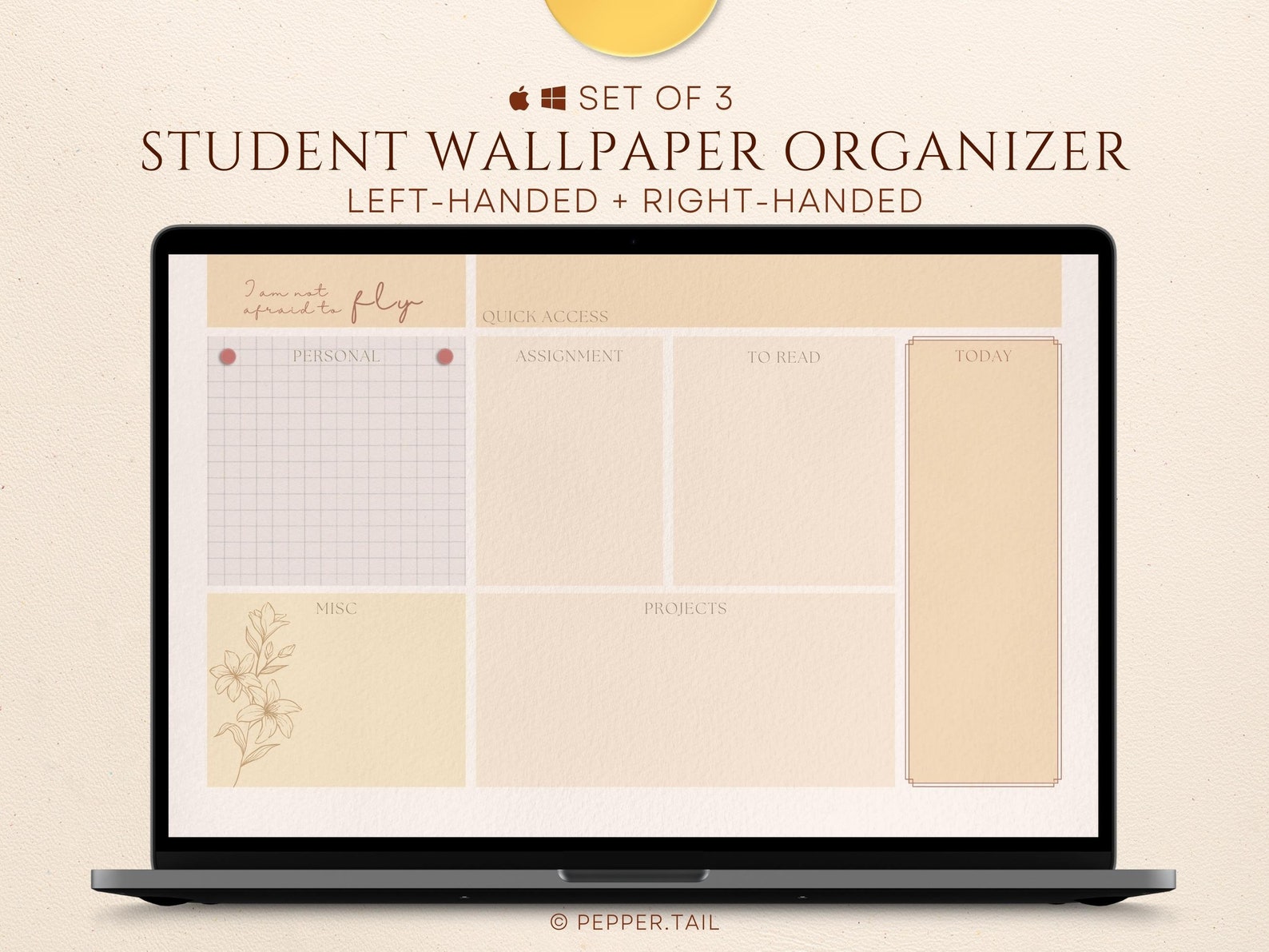 Desktop Wallpaper Organizer Student SET OF 3desktop - Etsy