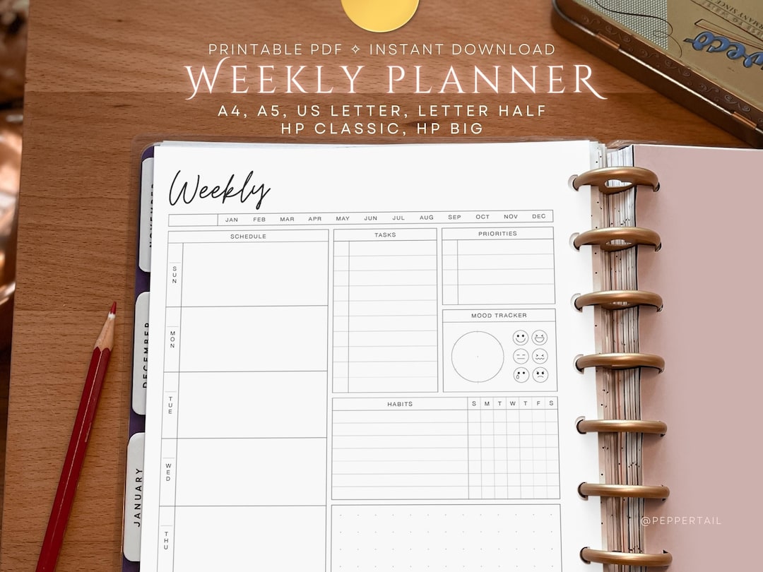 Weekly Planner Printable -happy Planner Printable Inserts With Mood ...