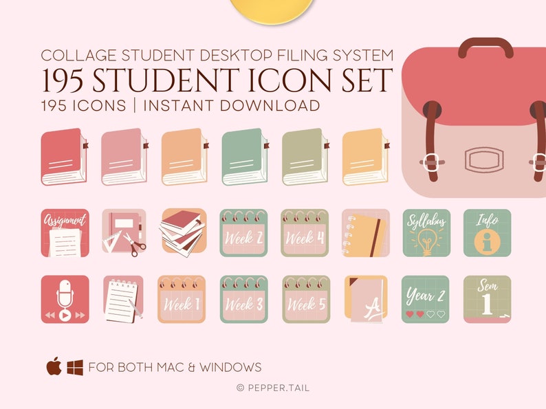 College Student Desktop Iconsstudent Desktop Folder - Etsy
