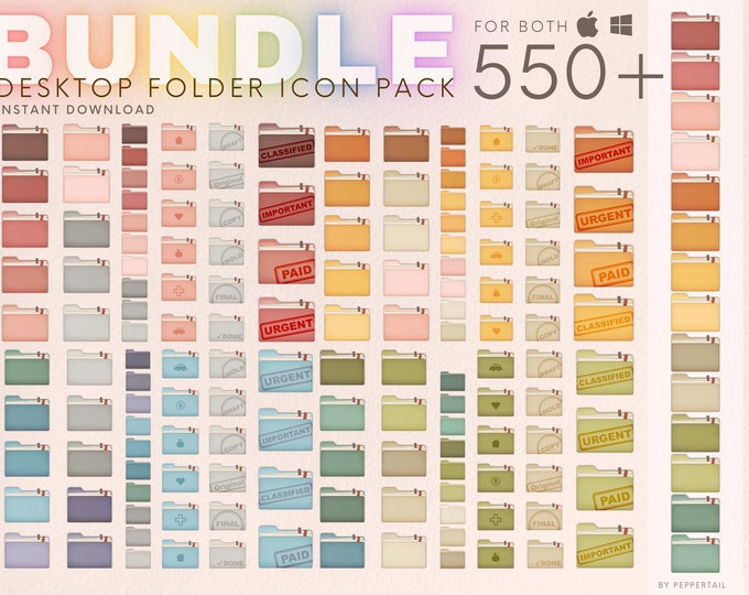 Desktop Folder Icon Pack for MacBook and Imac BUNDLE Desktop ...