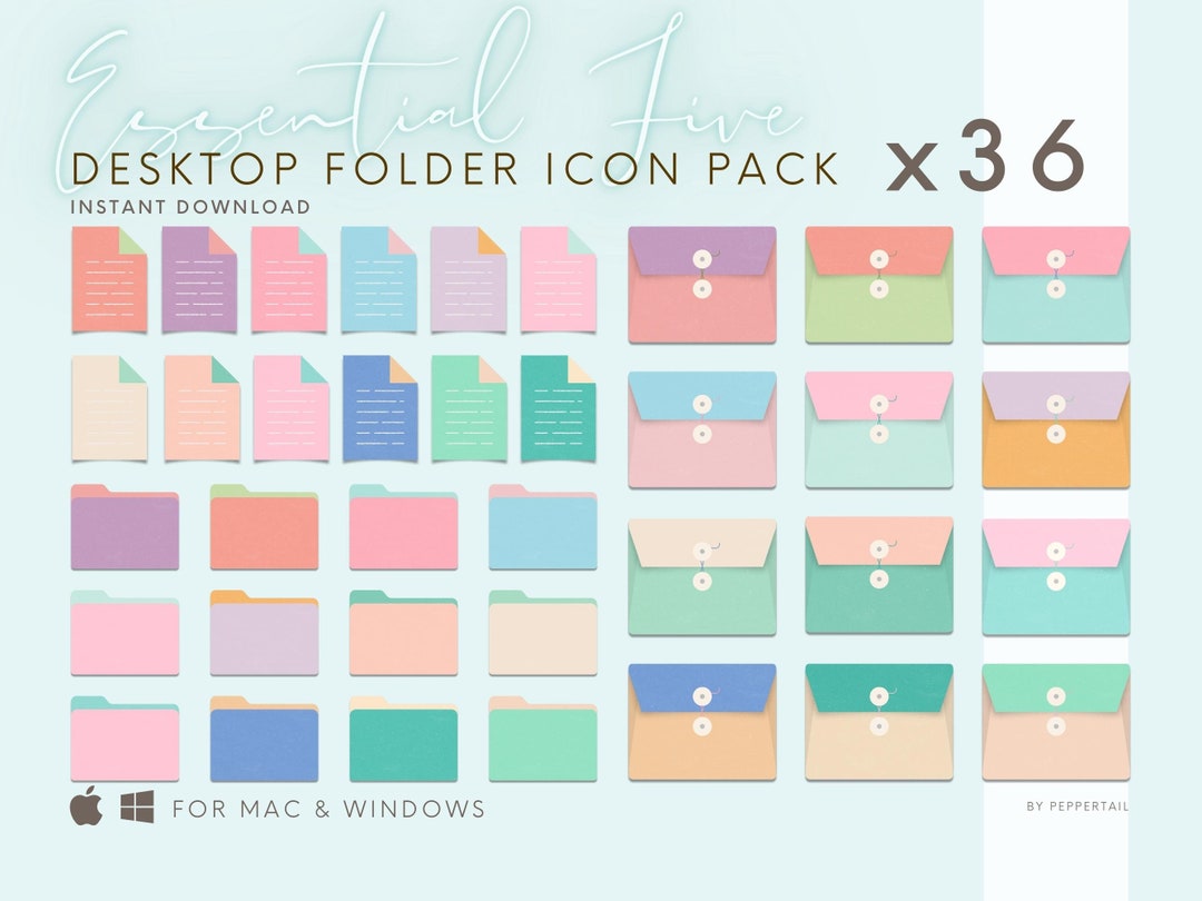 File Folder Icons｜pastel Desktop Document Icons｜mac Folder Icons ...