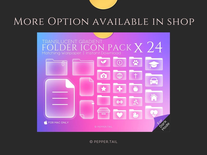 Mac Folder Icons for Dark Mode｜glowing Aura Desktop Icons｜desktop ...
